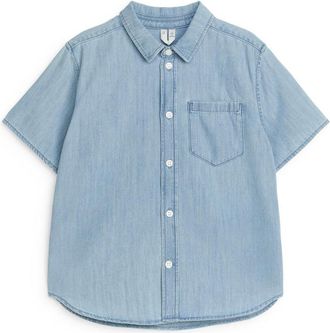 Arket Kurzarmhemd Aus Denim -Blau