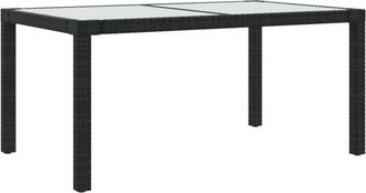 Les Tendances Table de jardin 150x90x75 Verre trempé et résine tressée Noir