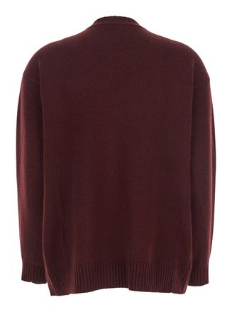 Max Mara Womens Bordeaux Crew Neck Sweater With Embroidery Wool Tops Top
