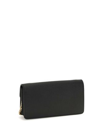 Valentino Garavani Womens Chain Wallet Vlogo Signature Grainy Calfskin Black Calf Leather & Purses