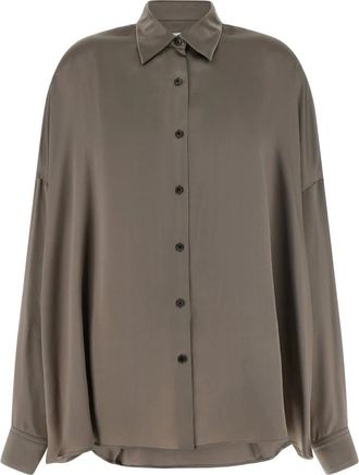 Dries Van Noten Homme, Chemises, Gris, Taille: XS Casia Shiny Silk Shirt
