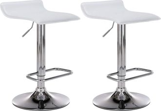 Clp 2er Set Barhocker Dyn Mit Kunstlederbezug I 2 x H&ouml;henverstellbarer Und Drehbarer Tresenhocker Mit Fu&szlig;st&uuml;tze, Farbe:wei&szlig;