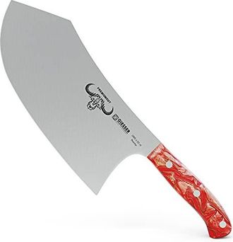 GIESSER seit 1776 - Made in Germany - Hackbeil 22 cm Red Diamond, PremiumCut Butcher No 1, Hackmesser, Acryl, rot, rostfrei, deutsches Grillmesser scharf