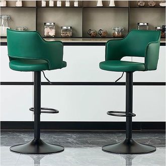 Generic Moderne, H&ouml;henverstellbare Drehhocker f&uuml;r K&uuml;chentheken, 2Er-Set, mit Kunstlederbezug, R&uuml;cken- und Fu&szlig;st&uuml;tze, f&uuml;r K&uuml;cheninseln, 46-82 cm