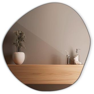 Tulup Tulup - Miroir suspendu asym&eacute;trique pour la chambre Japandi 67 cm x 67,6 cm
