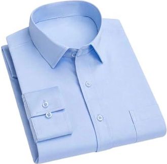 Generic Chemise &eacute;lastique &agrave; manches longues pour homme, coupe ajust&eacute;e, chemise formelle de bureau couleur unie, 1006-tl03, 3XL