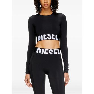 Diesel Logo-Cut Recycled Nylon T-shirt - Black