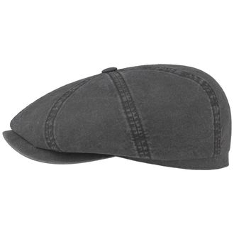 Stetson Hatteras Ballonmütze aus Bio-Baumwolle Herren Flat Cap mit UV-Schutz 40 Schiebermütze Frühjahr Sommer schwarz XXL (62-63 cm)