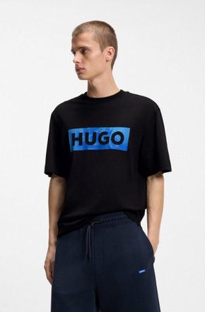 HUGO BOSS T-Shirt Regula Fit, Rundhalsausschnitt, Logoprint, reine Baumwolle