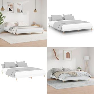 vidaXL Bettgestell Wei&szlig; 140x200 cm Holzwerkstoff - Bettes Gestell - Doppelbett - Holzrahmen - Wei&szlig;es Bett - Lattenrost - Home & Living