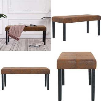 vidaXL Sitzbank 106 cm Braun Wildleder-Optik - Sitzbank - Wildleder Optik - Wohnzimmer Dekoration - Holzrahmen - Polsterung - Home & Living