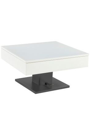 Livetastic Couchtisch, Schwarz, Wei&szlig;, Metall, Glas, Holzwerkstoff, rechteckig, Bodenplatte, Sockel, 80x47x80 cm, Stauraum, h&ouml;henverstellbar, einfacher Aufbau, Wo