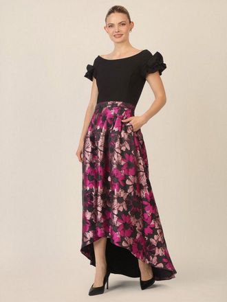 Apart Abendkleid aus festem Jersey und Jacquard mit Blumenmuster