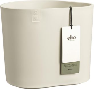 ELHO Eden 25 - Blumentopf für Innen und Außen - 100% recyceltes Plastik - Ø 24.5 x H 23.1 cm - Weiß/Leinenweiß