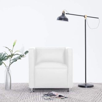 vidaXL Fauteuil cube blanc simili cuir Vidaxl