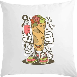 Generic Kebab Traditional Turkish Food Artwork Wei&szlig;es Kissen 40x40cm mit F&uuml;llung Wei&szlig; One Size