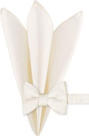 Ascot Herren Einstecktuch + Schleife wei&szlig;