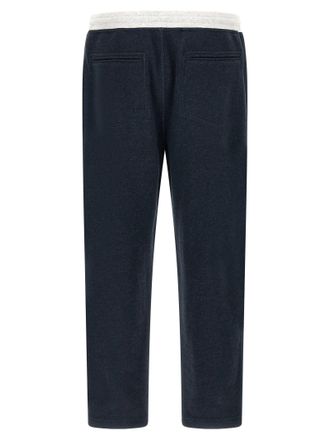 Brunello Cucinelli M&eacute;lange Gauze Cotton and Linen Blend Joggers - Navy