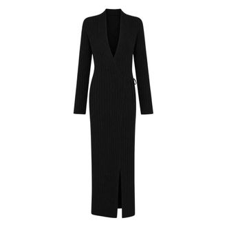 Akep Wickelkleid aus Strick - - Dresses - Damen - Schwarzk - M