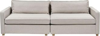 Beliani 3-Sitzer Sofa Beige Stoffbezug mit Sitzkissen Lose R&uuml;ckenkissen Schmale Armlehnen Freistehend Modern Wohnzimmer Ausstattung