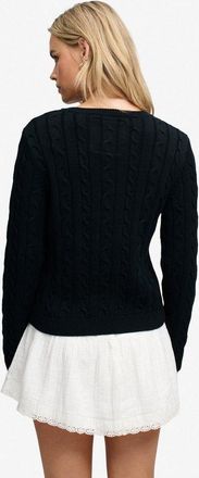 Superdry Strickpullover ESSENTIALS SD&CO CABLE JUMPER Kunstfaser, relaxed fit