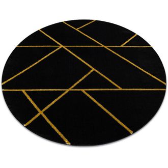 RugsX Exklusiv emerald Teppich 1012 Kreis - glamour, stilvoll Marmor, geometrisch schwarz / gold black rund 120 cm