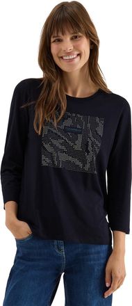 Cecil Damen 3228053 Shirt mit Schmucksteinen, urban Dark Blue, X-Large