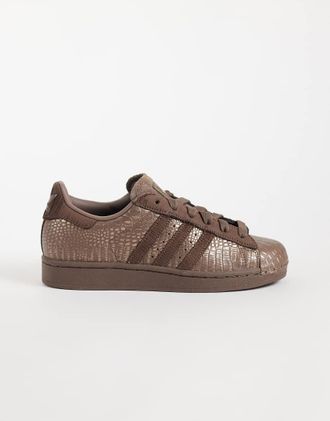 adidas Originals Superstar II baskets &agrave; imprim&eacute; croco marron