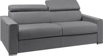 Vente-Unique Schlafsofa 4-Sitzer - Liegefl&auml;che mit Lattenrost: 160 cm - Matratze: 22 cm mit Memory Schaum - Stoff - Grau - Vizir