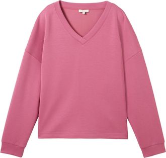 Tom Tailor Damen Sweatshirt mit V-Ausschnitt,16348 - pink Velvet, L