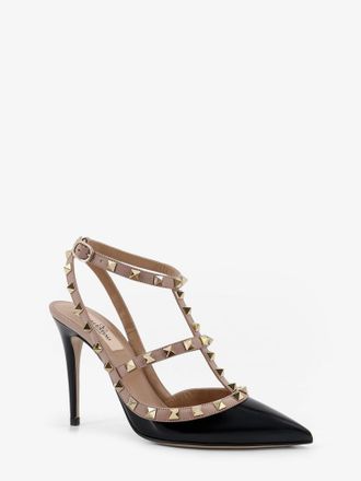 Valentino Garavani Womens Pumps Rockstud Patent Leather Black High Heel Shoes