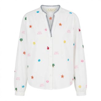 Saint Barth Femme, Blouses et Chemises, Blanc, Taille: 40 FR Chemise en coton brod&eacute;e