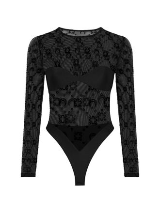 Marine Serre Moonogram Flocked Bodysuit - Black