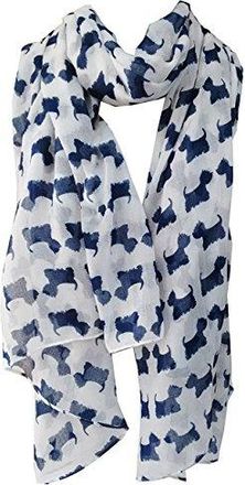 GlamLondon Écharpe pour chien écossais Westie de race West Highland Terrier écossais pour femme, Blanc bleu_527, L