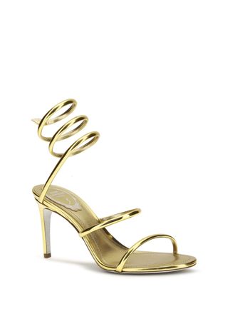 Rene Caovilla Womens Metallic Cleo Sandals Leather Dark Gold Calf Bos Taurus