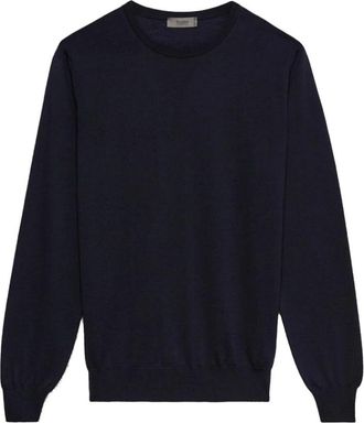 Ferrante Homme, Pulls, Bleu, Taille: 3XL Worsted Wool Crew Neck