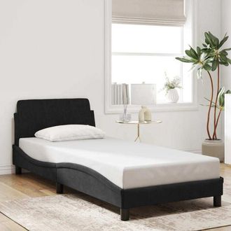 vidaXL Bettgestell mit Kopfteil Dover Schwarz 90x200 cm Samt Vidaxl