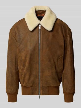 Boss Orange by Hugo Boss Regular Fit Lederjacke mit abnehmbarem Lammfellkragen Modell JONIER