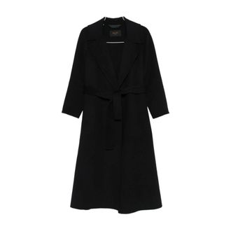 Palt&ograve; Schwarzer Wollg&uuml;rtelmantel - - Coats - Damen - Schwarzk - 2XS