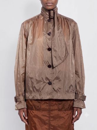 Saint Laurent Chemise en nylon avec col lavalli&egrave;re montant et manches longues