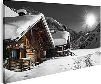 Islandburner Tableau Tableaux hiver chalet ski chalet neige paysage de montagne tyrol autriche Cadre sur Toile Impression Photo Affiches
