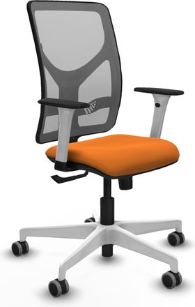 Piqueras y Crespo B&uuml;rostuhl in Orange, mit wei&szlig;en und schwarzen Armlehnen, h&ouml;henverstellbare Lendenwirbelst&uuml;tze, ausgestattet mit Sincro 3 Positionen und Schneideschaum