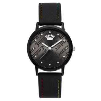 Juicy Couture Femme, Accessoires, Noir, Taille: ONE Size Montre noire pour femme avec bracelet en cuir