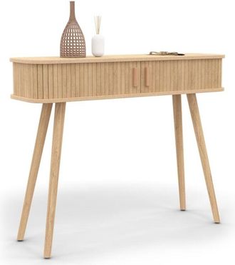 IDMarket Console ROMIE effet lattes 2 portes coulissantes