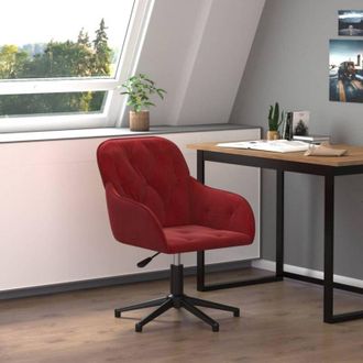 vidaXL B&uuml;rostuhl Drehbar Weinrot Samt Vidaxl