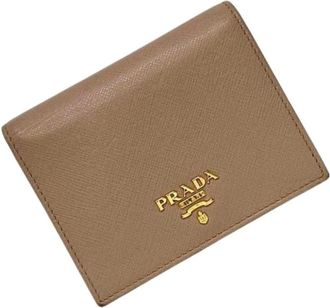 Prada unisex, Pre-owned, Beige, Taille: ONE Size Portefeuille M&eacute;tal Saffiano Vintage Pre-owned (bi-fold)
