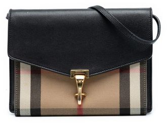 Burberry Hobo Bags - Small Leather and House Check Canvas Derby Macken - Gr. unisize - in Schwarz - f&uuml;r Damen