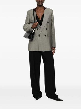 Victoria Beckham Virgin Wool-Mohair Double-Breasted Blazer - Gray