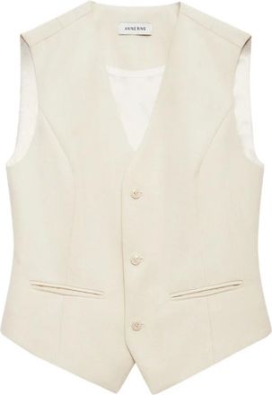 Anine Bing Femme, Vestes, Beige, Taille: 38 FR Gilet &agrave; col en V