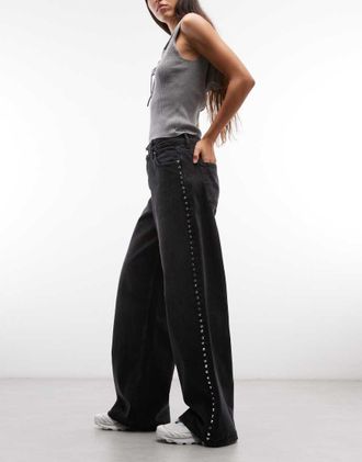 AllSaints Sway Co-ord Jeans mit Nietenverzierung in verwaschenem Schwarz